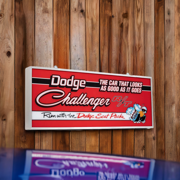 Dodge Challenger RT 30” x 12” Backlit LED Garage Sign