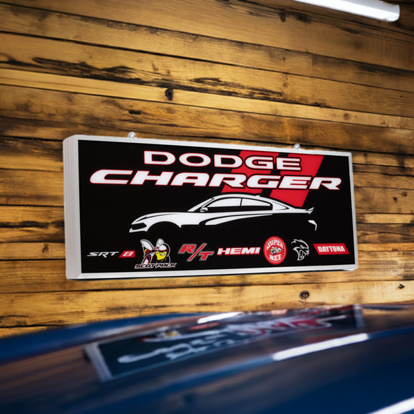 Dodge Charger Backlit LED Garage Sign 30" x 12"