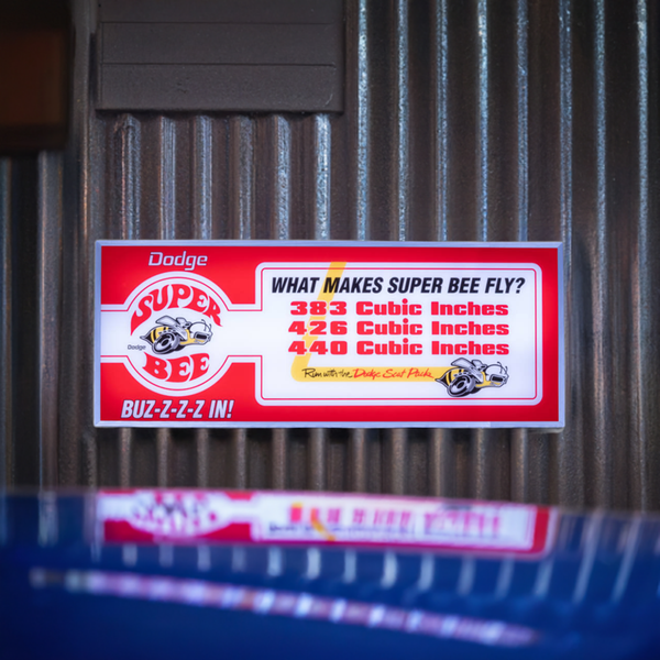 Dodge Super Bee 30” x 12” Backlit LED Garage Sign