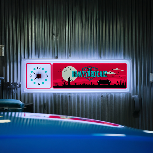 Graveyard Carz Clock 37 Inch Backlit Lighted Sign - 1gycclk04
