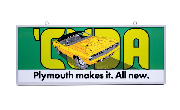 Plymouth Cuda Backlit Sign 30 x 11 inch - CUDYW-02