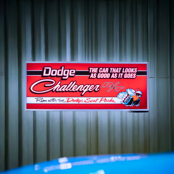 Dodge Challenger RT 30” x 12” Backlit LED Garage Sign