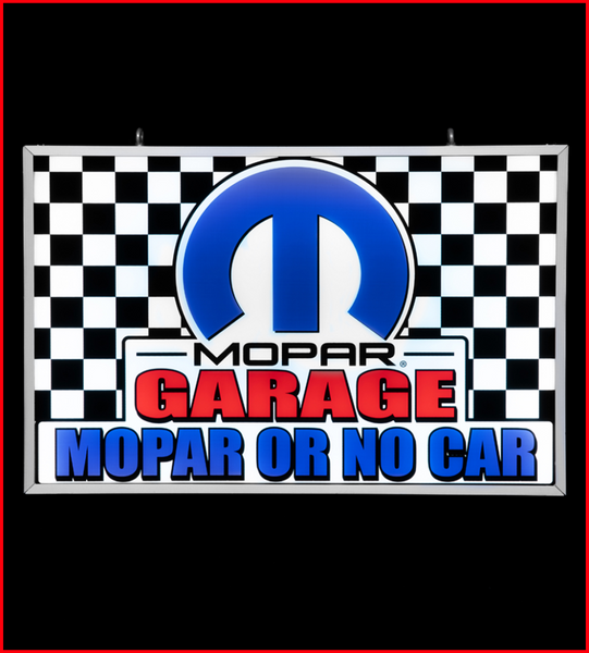 Mopar Garage Checker Board 24 Inch Backlit LED Lighted Sign - 1mpgarh04